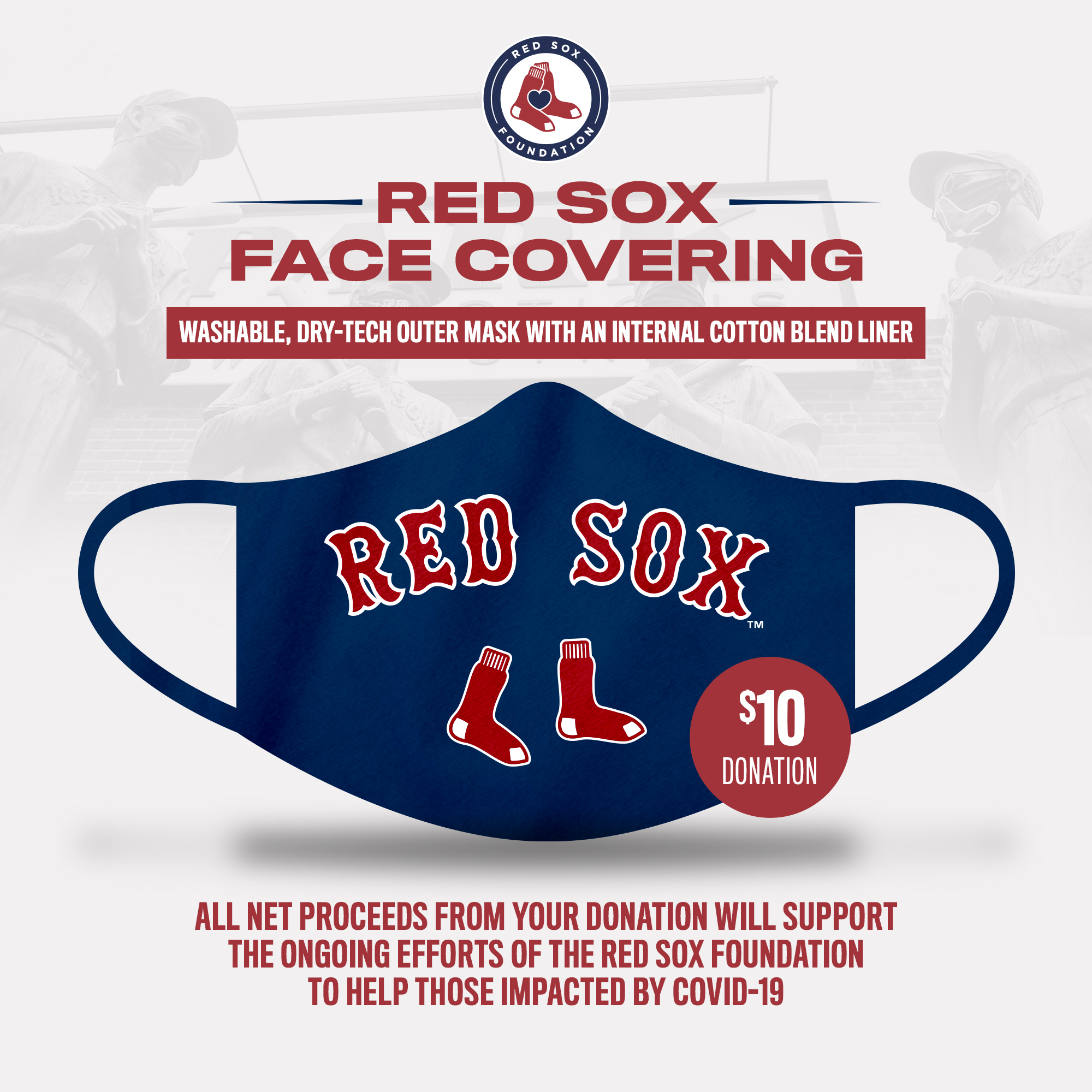 Red Sox Face Coverings Featuring Unique Social Distancing Red Sox Logo ...